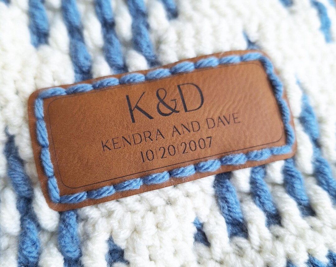 Personalized Blanket Name Tag, Large Leather Tag, Wedding or ...