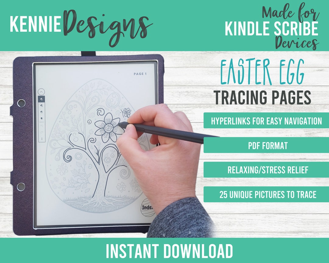 Tracing Doodle Fancy Easter Egg Pages for Kindle Scribe, Navigation ...