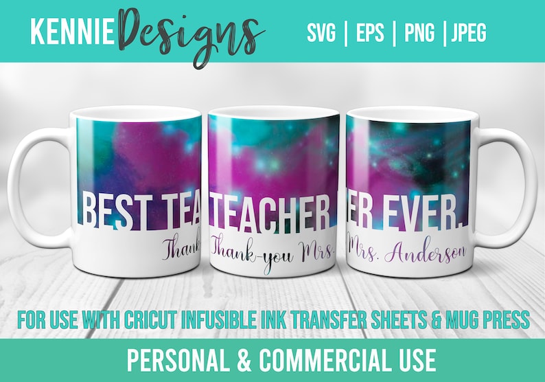 Teacher Mug Wrap Bundle Template SVG for Infusible Ink Sheets and ...
