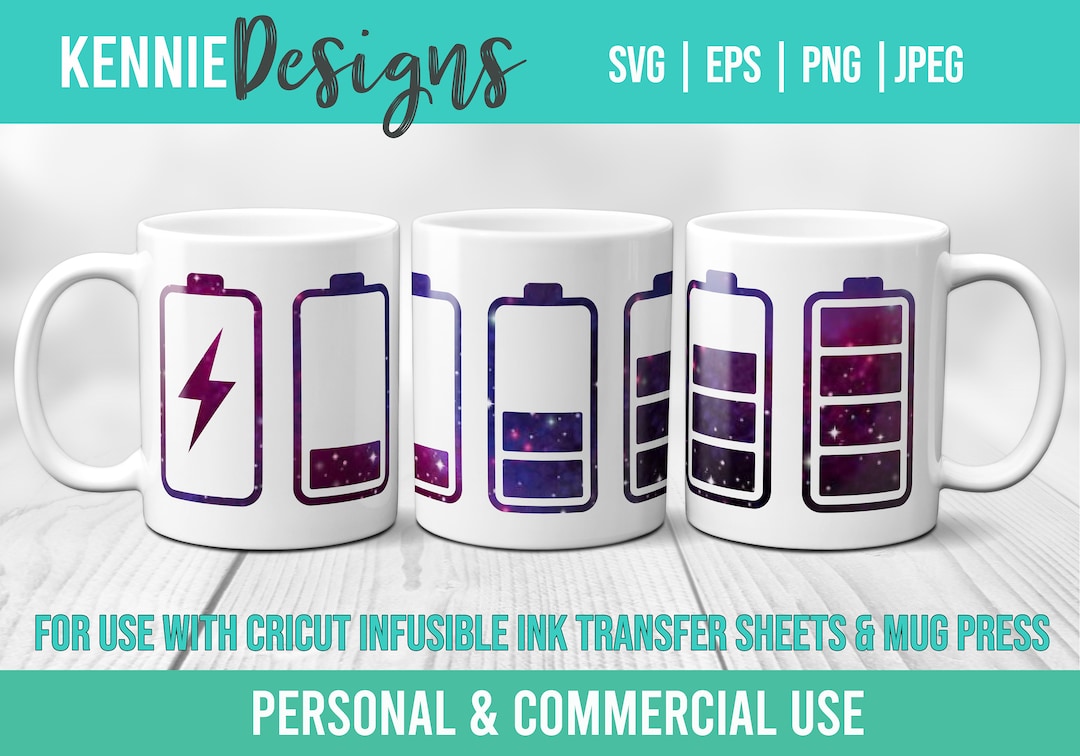Battery Charging Coffee Mug Wrap Template SVG for Infusible Ink Sheet ...