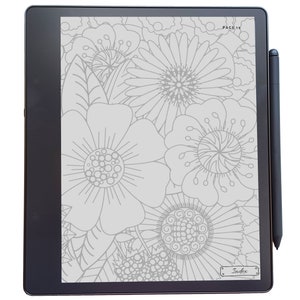 Tracing Doodle Fancy Flowers Pages for Kindle Scribe, Navigation ...