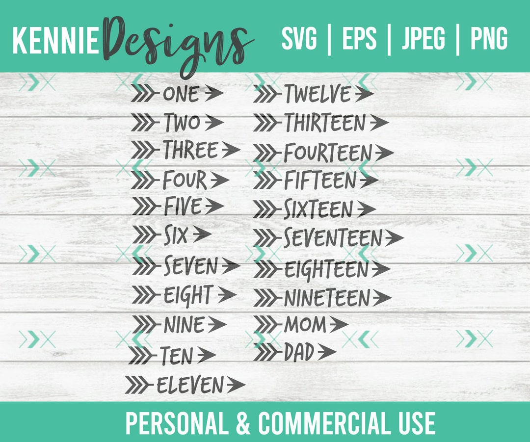 Simple Font Growth Chart Markers SVG | Left & Right Arrow Year Height ...