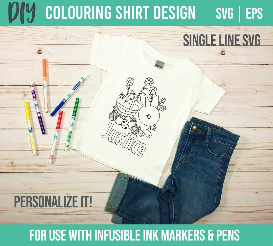 Easter Bunny DIY Coloring Shirt Single Line SVG Use With Infusible Ink ...