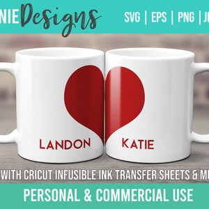 Valentine Couple Customizable Mug Template SVG for Infusible Ink Sheets ...