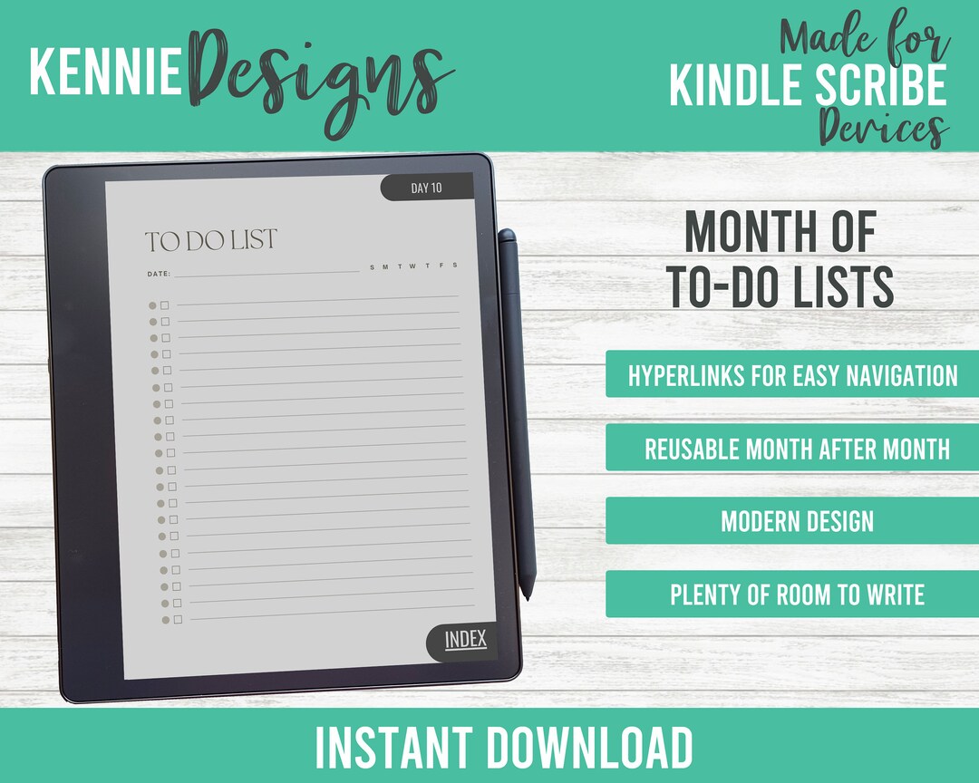 Daily to Do Lists for Kindle Scribe Modern Design Easy Navigation ...