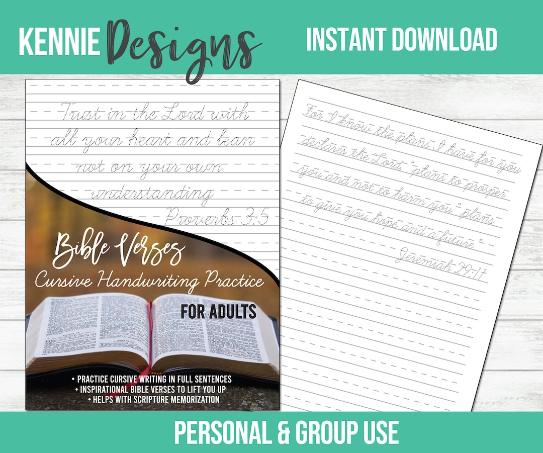 Bible Verses Cursive Handwriting Practice Workbook Printable: Practice ...