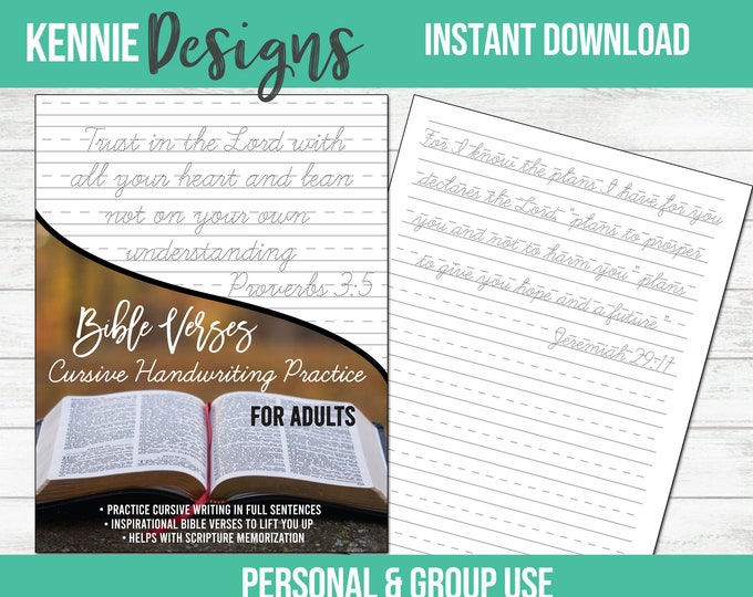 Printable Biblical Cursive Writing Practice Book for Kids and Adults ...