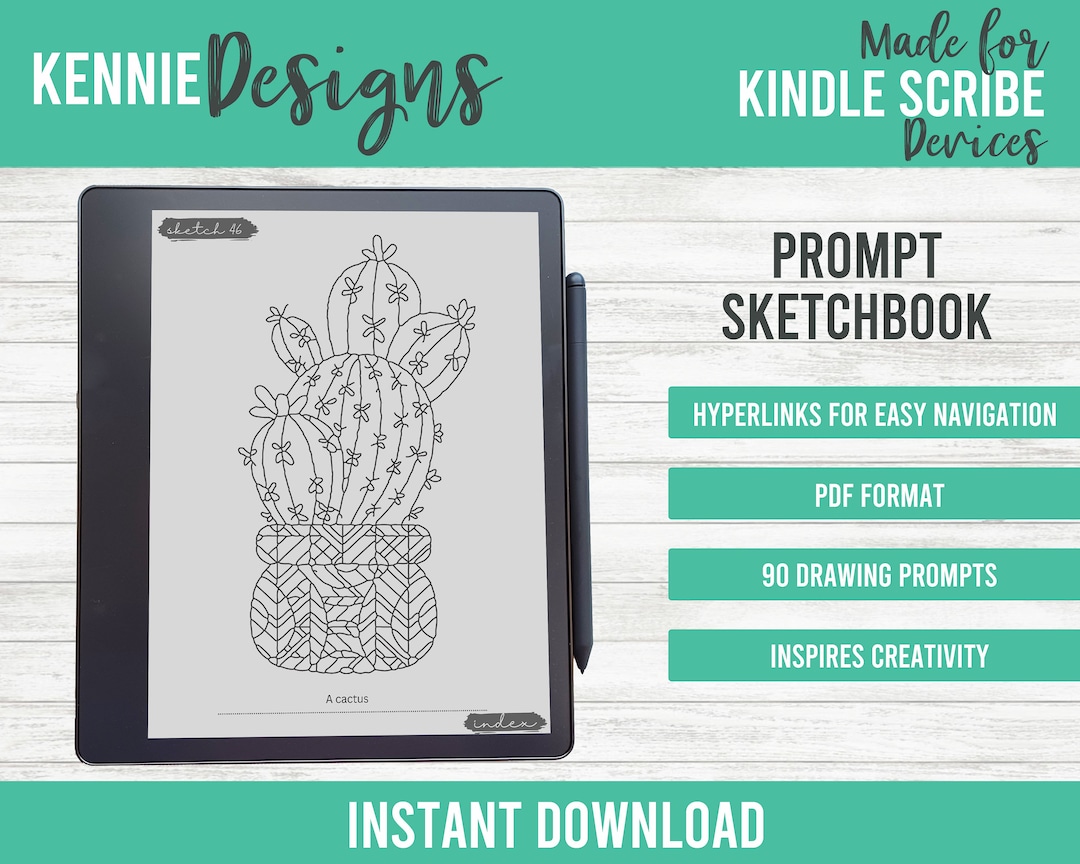 Prompt Sketchbook for Kindle Scribe Modern Design Easy Navigation ...