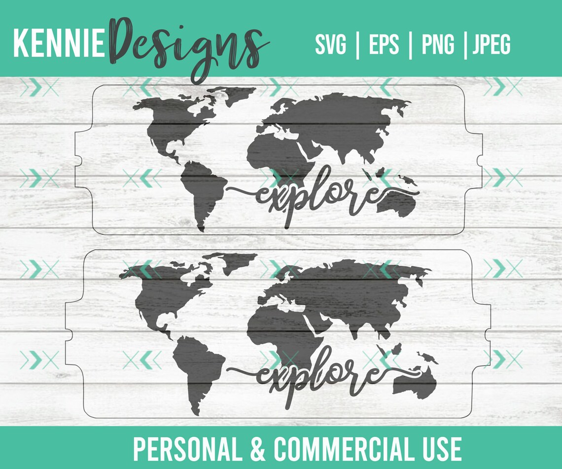 World Map Travel Explore Mug Wrap SVG Template for Infusible Ink Sheets ...