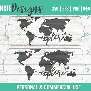 World Map Travel Explore Mug Wrap SVG Template for Infusible Ink Sheets ...