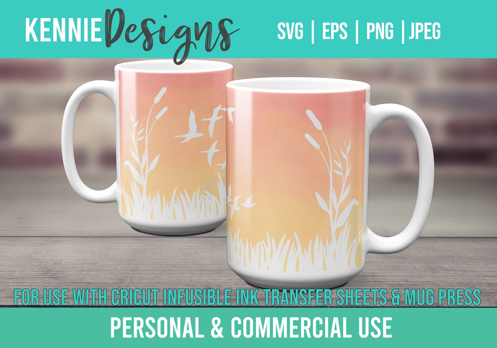 Pond Nature Mug Wrap SVG Template for Infusible Ink Sheets for - Etsy