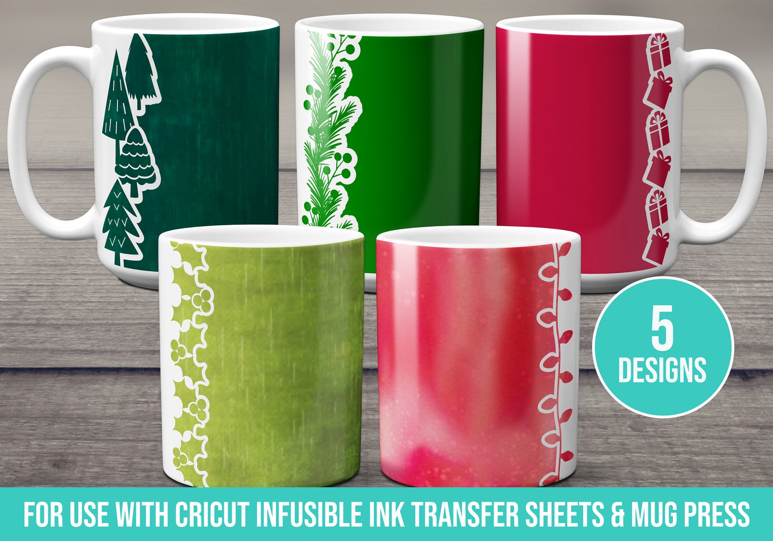 Christmas Borders Mug Wrap Template SVG for Infusible Ink - Etsy Canada
