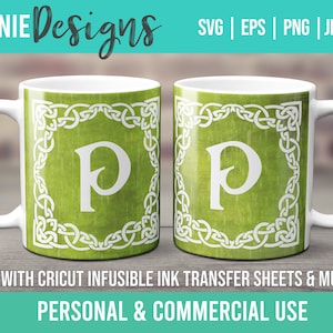 Celtic Monogram Initial Mug Wrap SVG Template for Infusible Ink Sheets ...