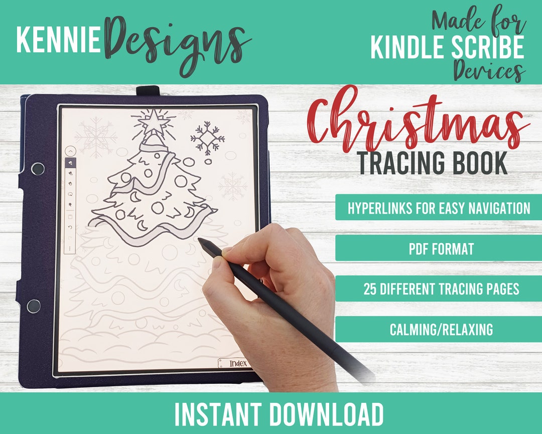 Christmas Tracing Doodle Pages for Kindle Scribe, Navigation Hyperlinks ...