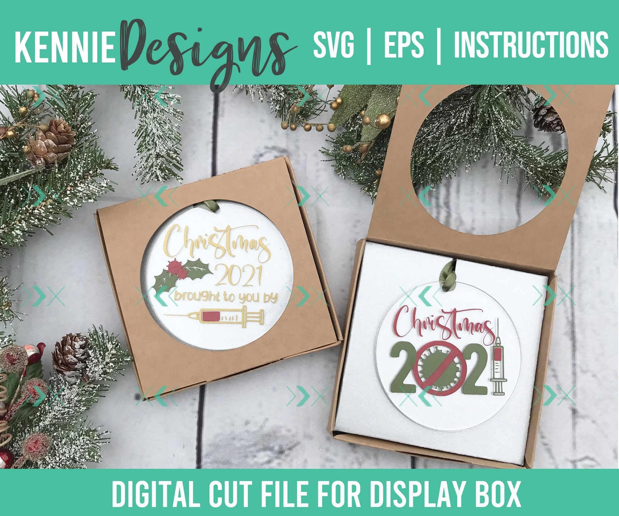 Display Box Svg Template Cut File Flat Acrylic or Wooden Ornaments ...