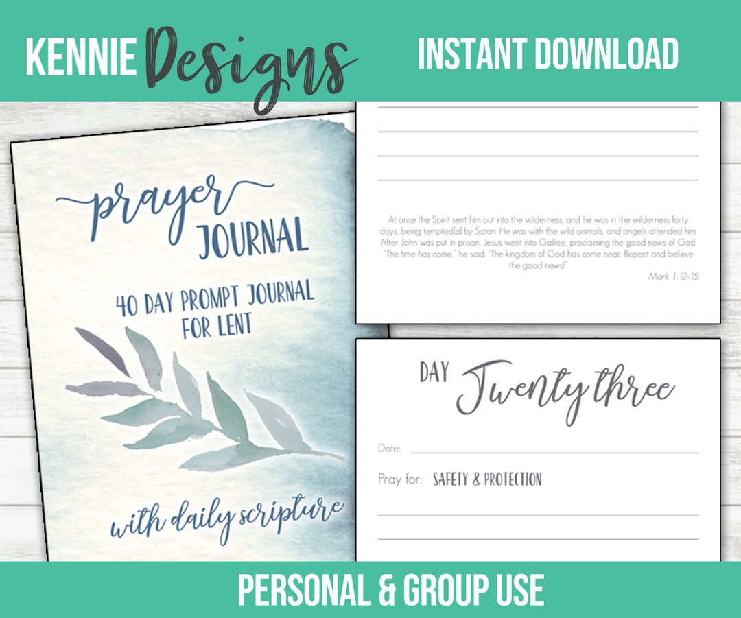 Lent Prayer and Devotional Journal 40 Days of Reflection Letter Size ...