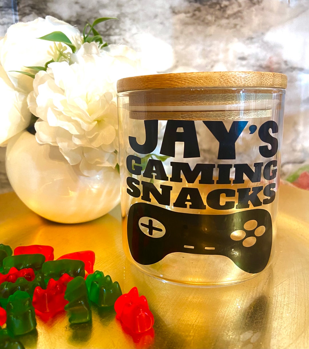 Personalized Gamer Candy Jar: Funny Snack Dish With Bamboo Lid - Etsy