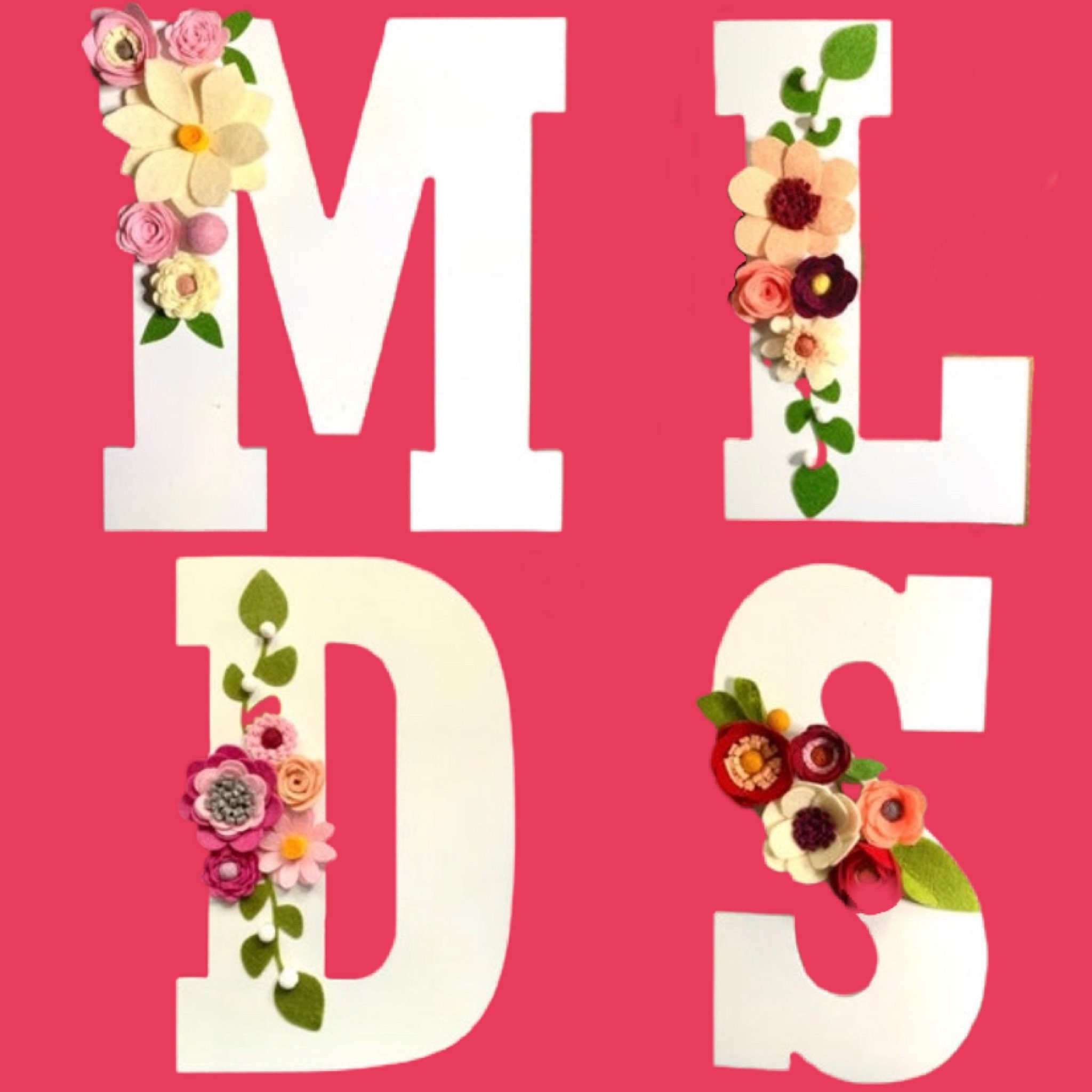 Floral Wooden Letter for Nursery or Child's Bedroom. Felt Flower ...