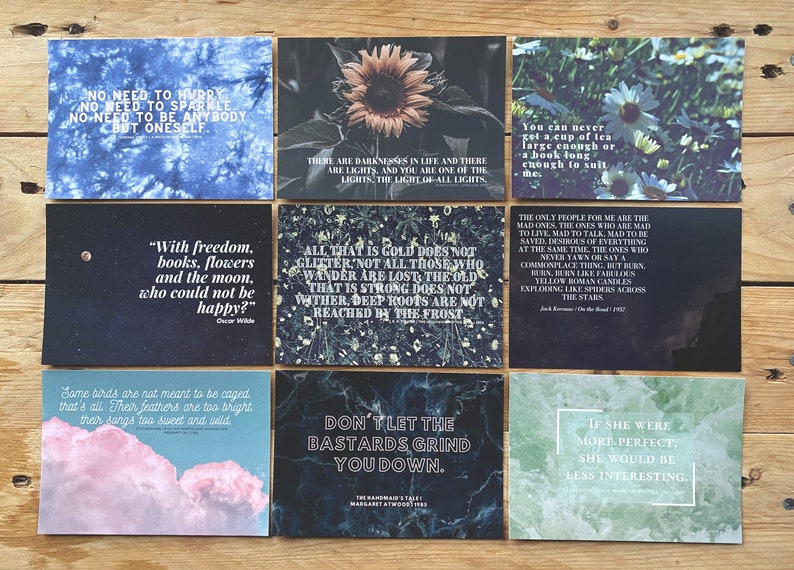 Classic Literary Quote Postcards Set of 9 Gorgeous Book | Etsy UK