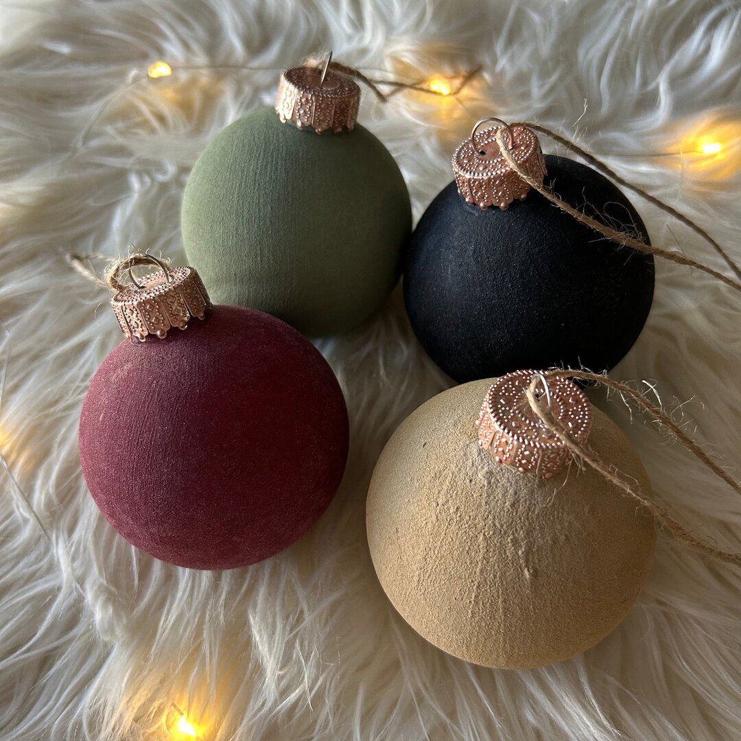 Modern Rustic Matte Textured Christmas Ornaments, Neutral Matte ...