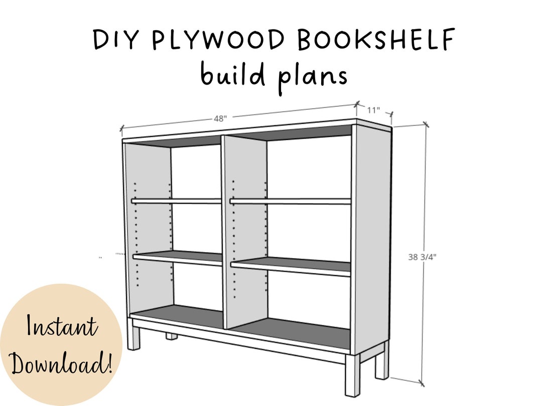DIY Bookshelf Printable Build Plans, Digital Download, Home Improvement ...