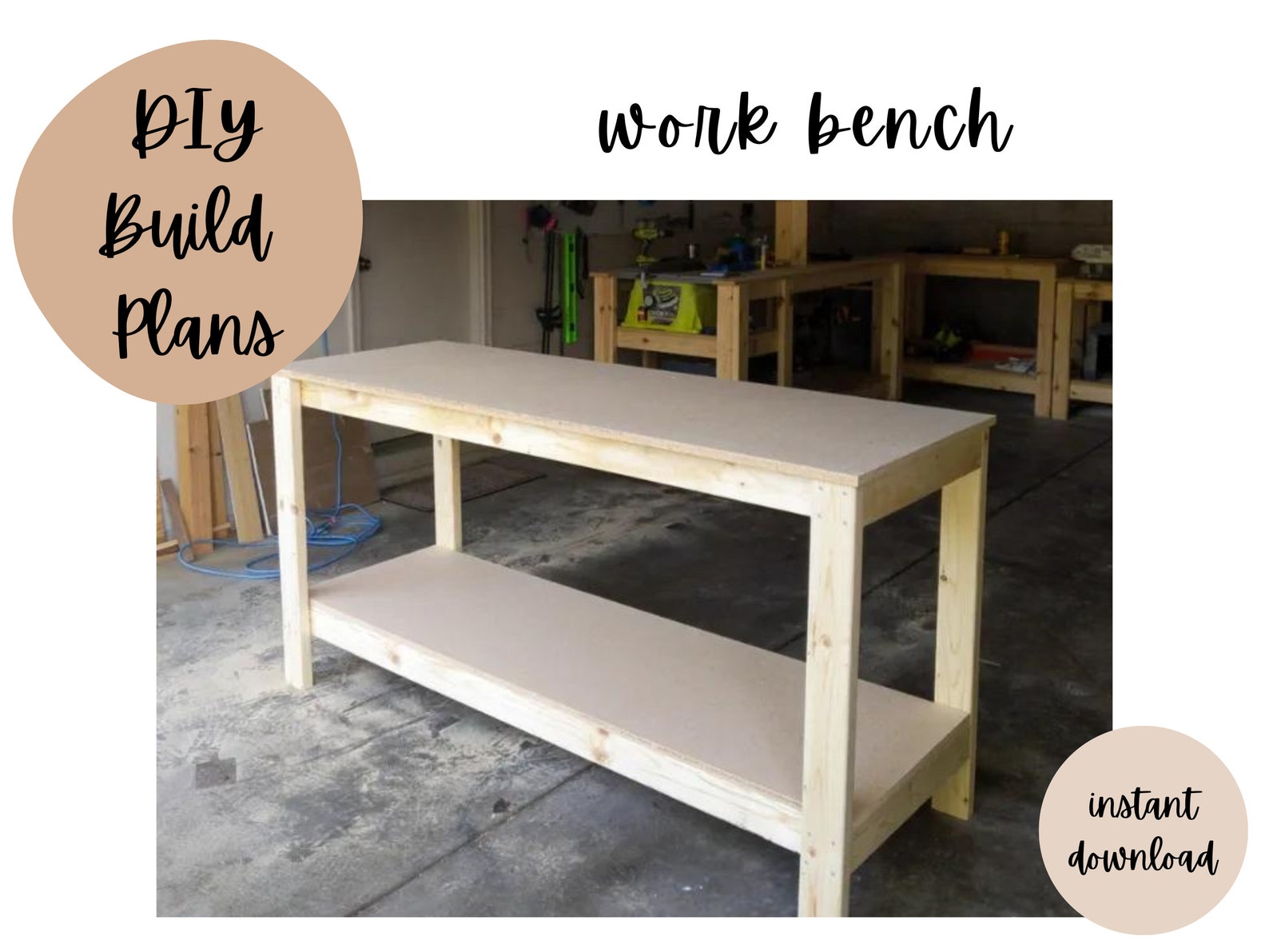 DIY Workbench Printable Build Plans, Digital Download, Home Improvement ...