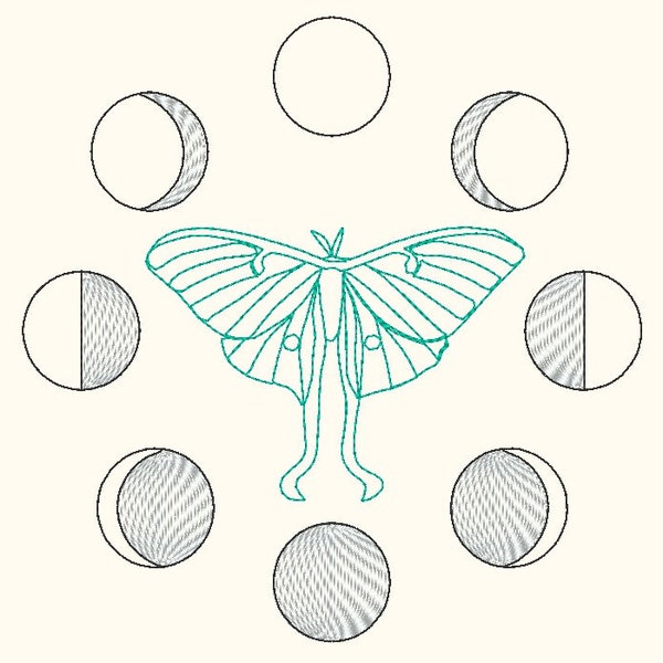 Pes File for Embroidery Moon Phases - Etsy