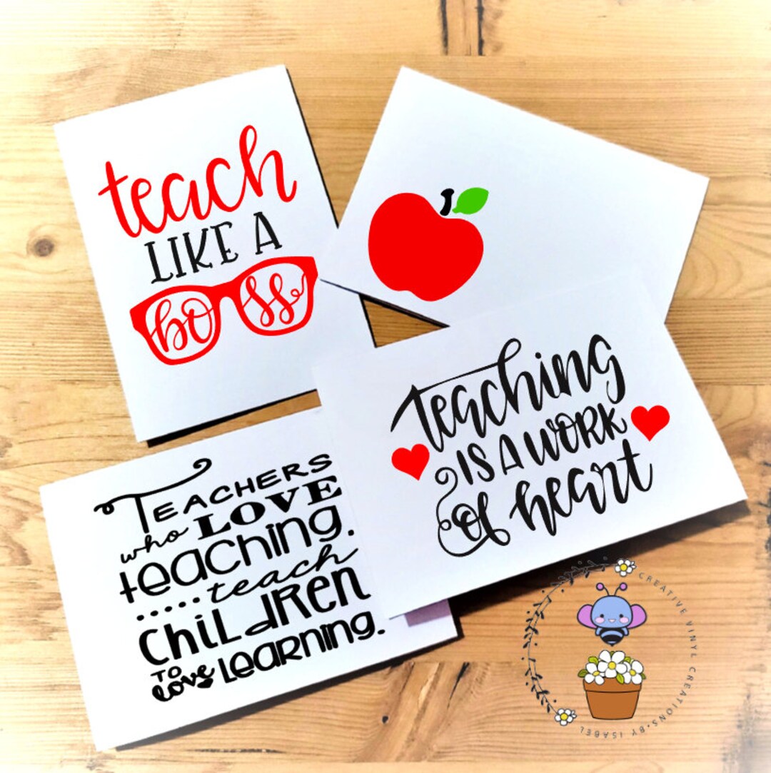 Teacher Teaching Note Cards Set of 4 - Etsy