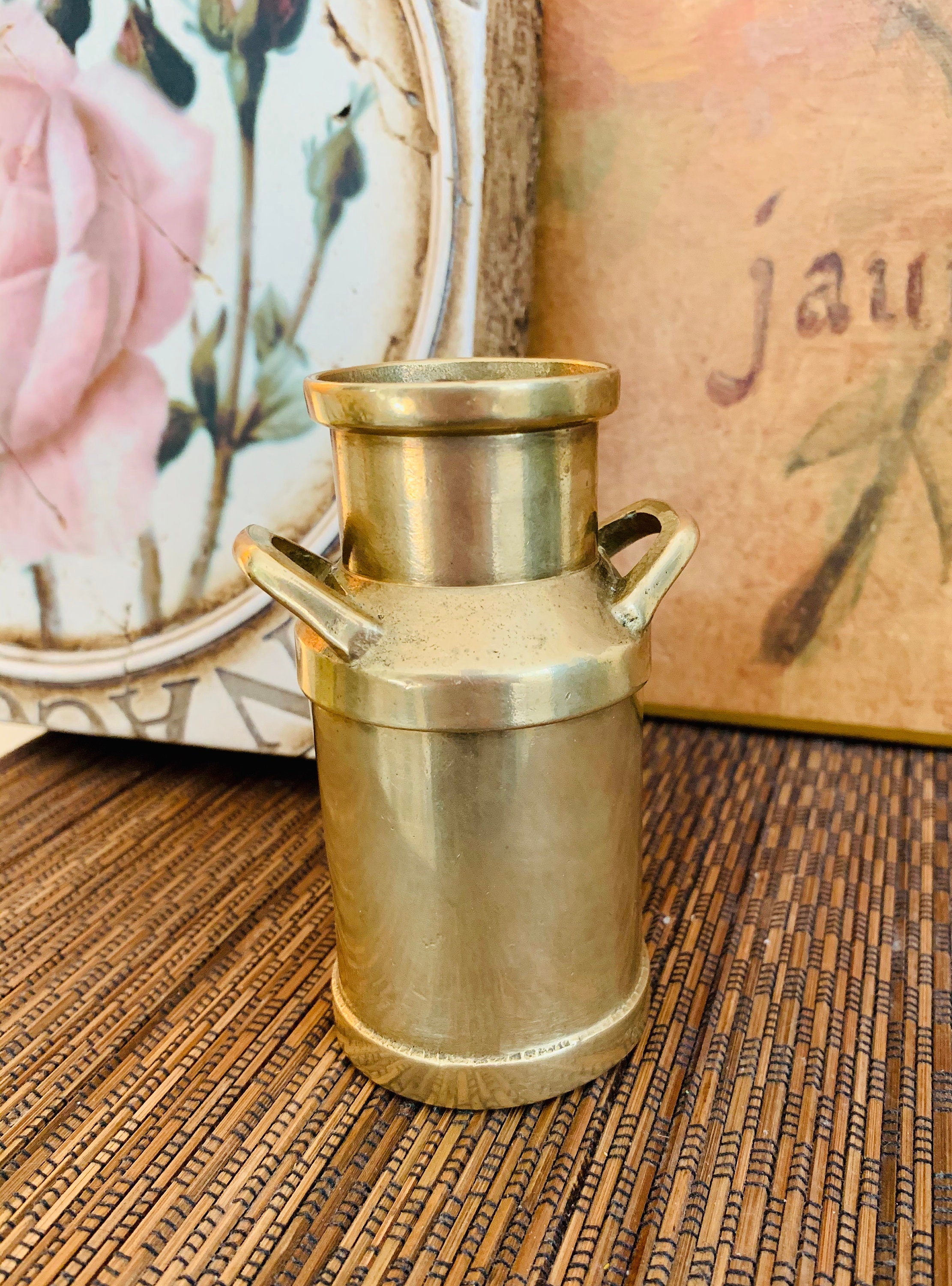 Vintage Miniature Brass Milk Can With Handles Paperweight Bud | Etsy