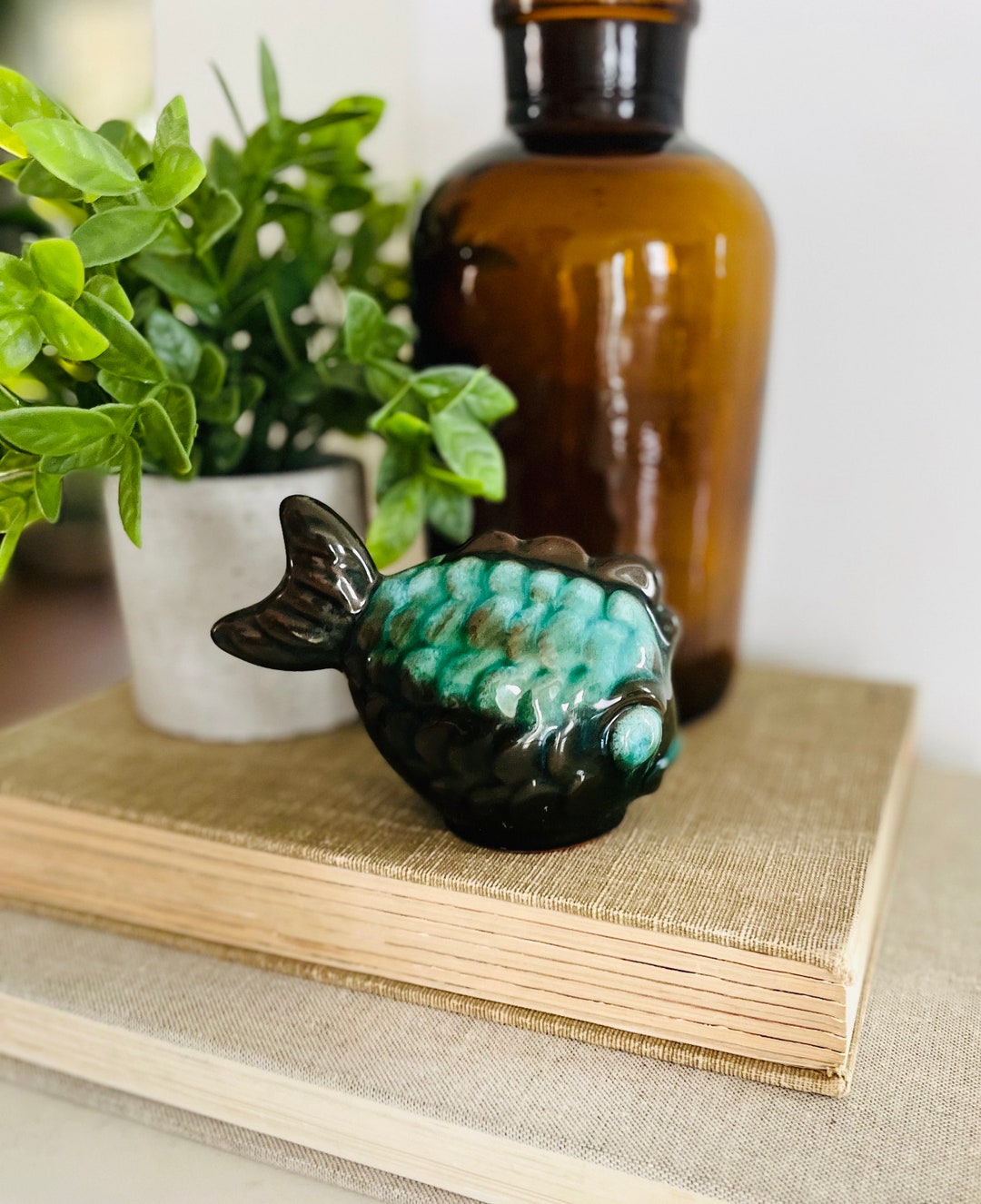 Fish, Blue Mountain Pottery, BMP, Small Fish, Goldfish, Green / Blue ...