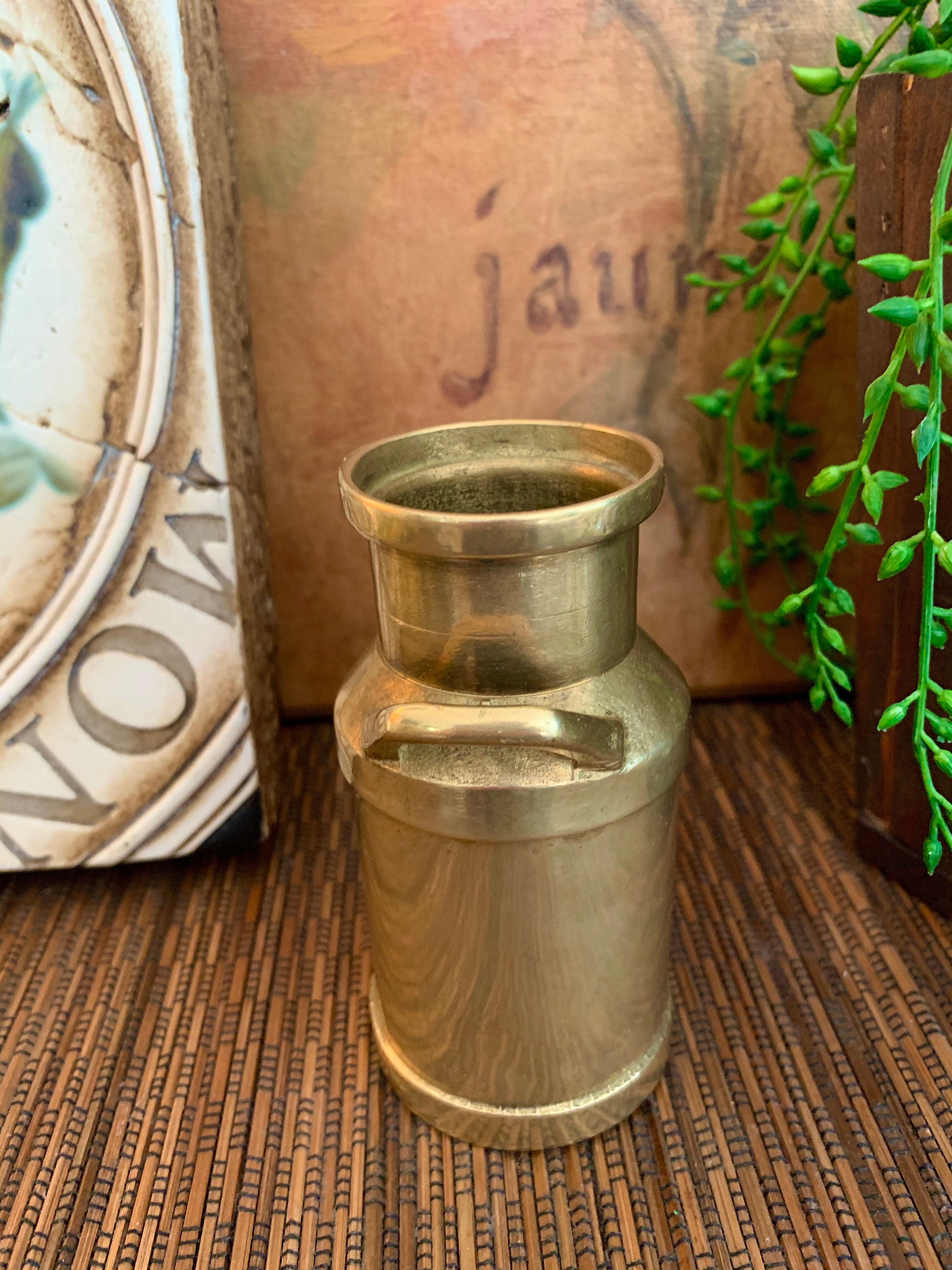 Vintage Miniature Brass Milk Can With Handles Paperweight Bud | Etsy