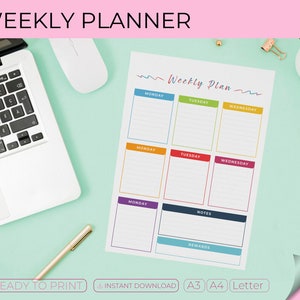 Rainbow Planner, Weekly Planner, Responsibilty Chart, Printable Planner ...