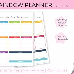 Rainbow Planner, Weekly Planner, Responsibilty Chart, Printable Planner ...