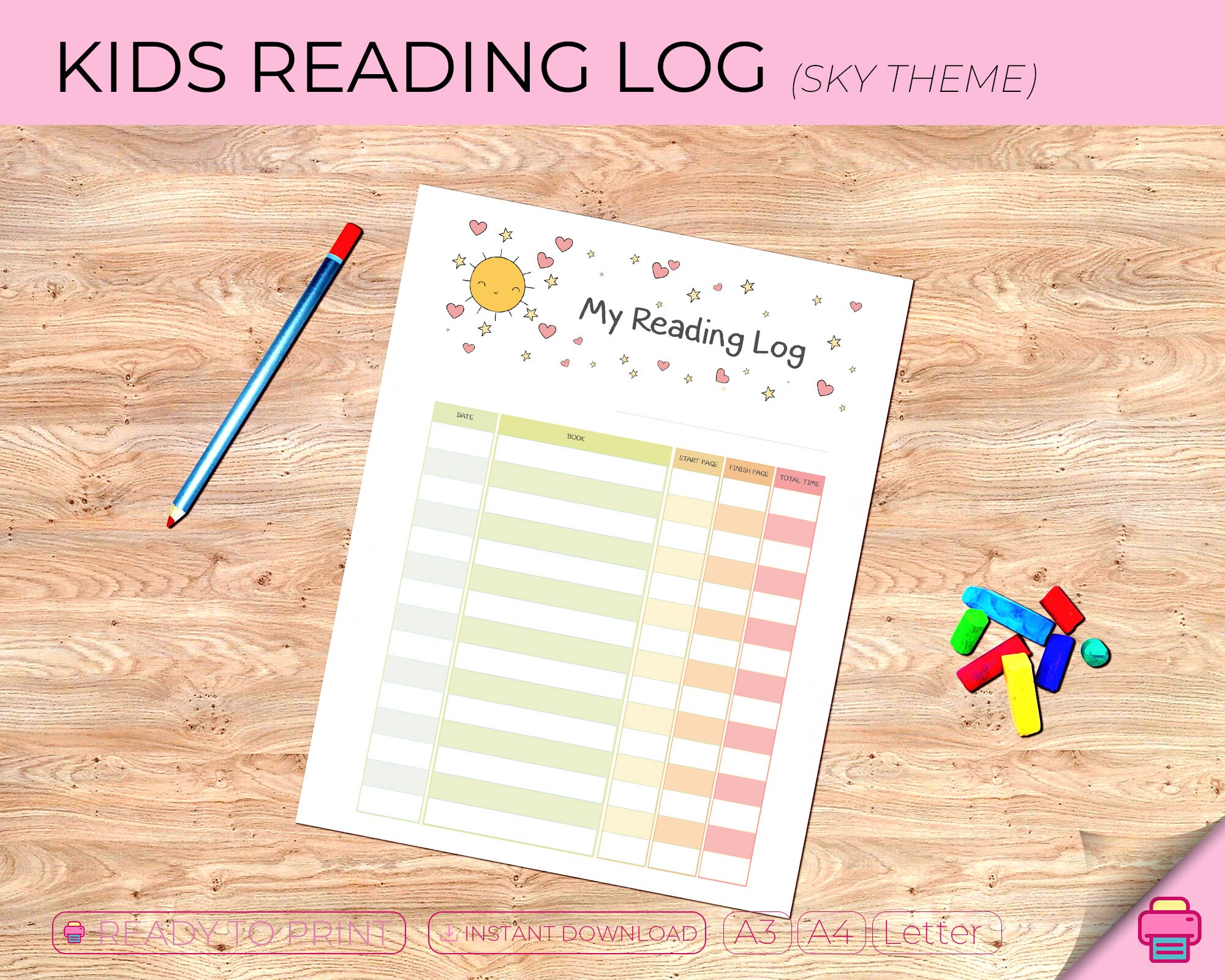 Kids Reading Log, Printable Reading Log, Reading List for Kids, Log for ...