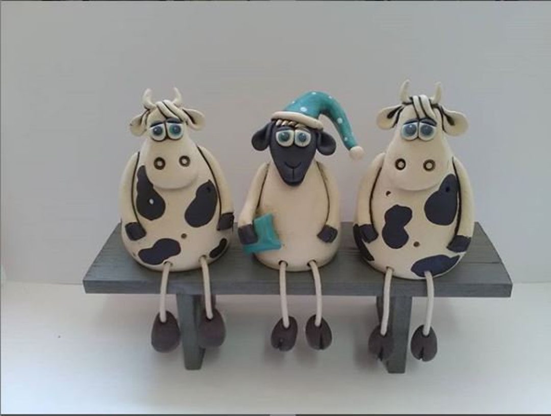 Handmade Ceramic Table Decorative Figures Ofa Sheep and Cow, Greek ...