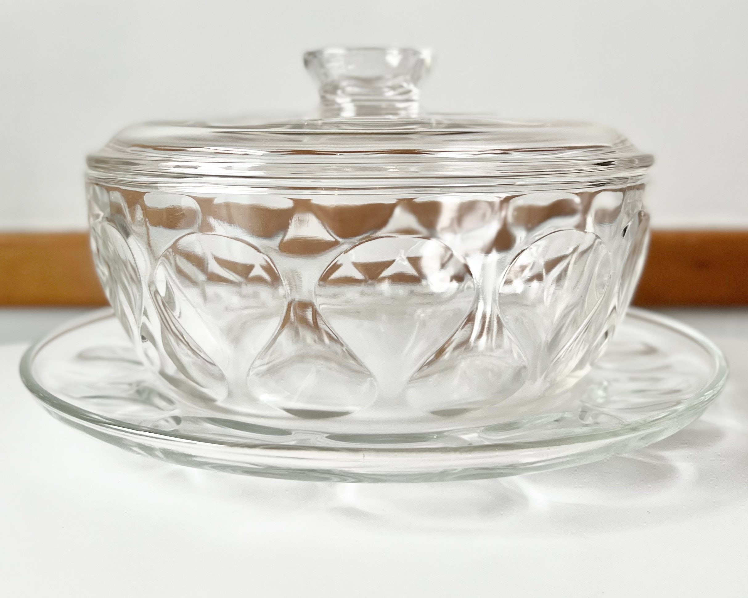 1970s Pyrex Ovenware Lidded Bowl and Plate Heavy Glass Serving Set of 3 ...