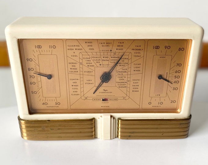 1930s Rare Ivory Bakelite Barometer Taylor Stormoguide Streamline Art ...