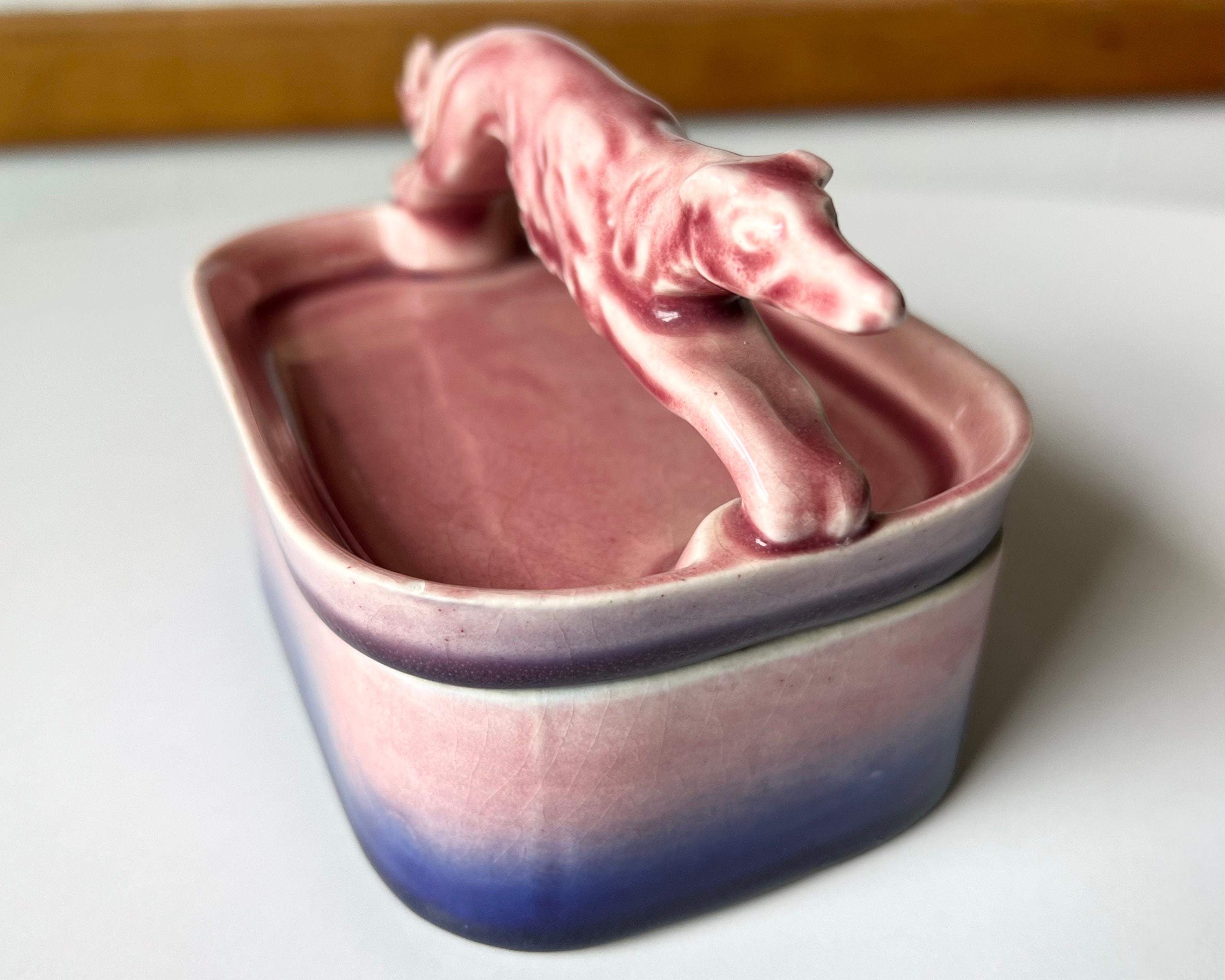 1920s Egyptian Revival Ramses Pottery Greyhound Whippet Vanity Trinket ...
