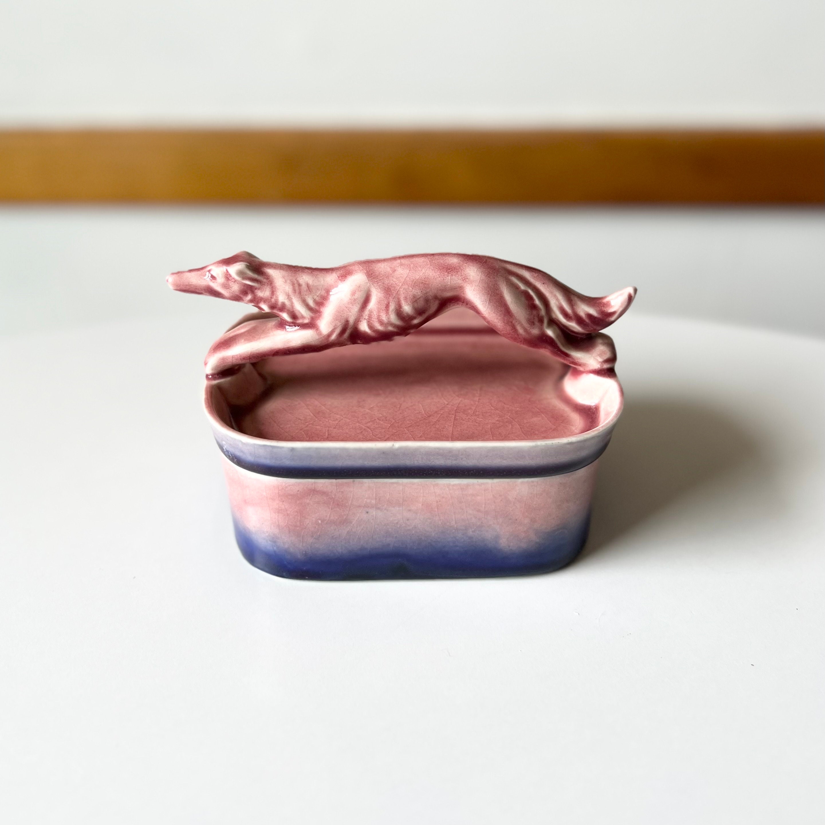 1920s Egyptian Revival Ramses Pottery Greyhound Whippet Vanity Trinket ...