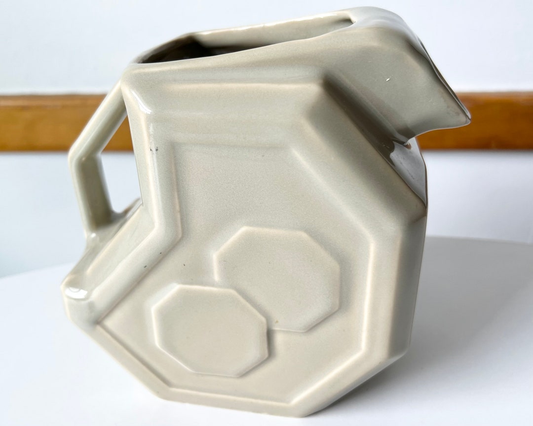 1940s Alamo Pottery Art Deco Pitcher Geometric Vintage Sage Green #758 ...