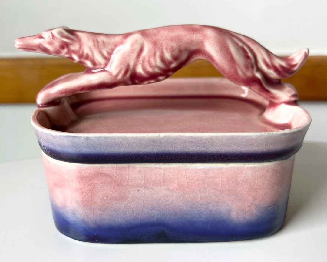 1920s Egyptian Revival Ramses Pottery Greyhound Whippet Vanity Trinket ...