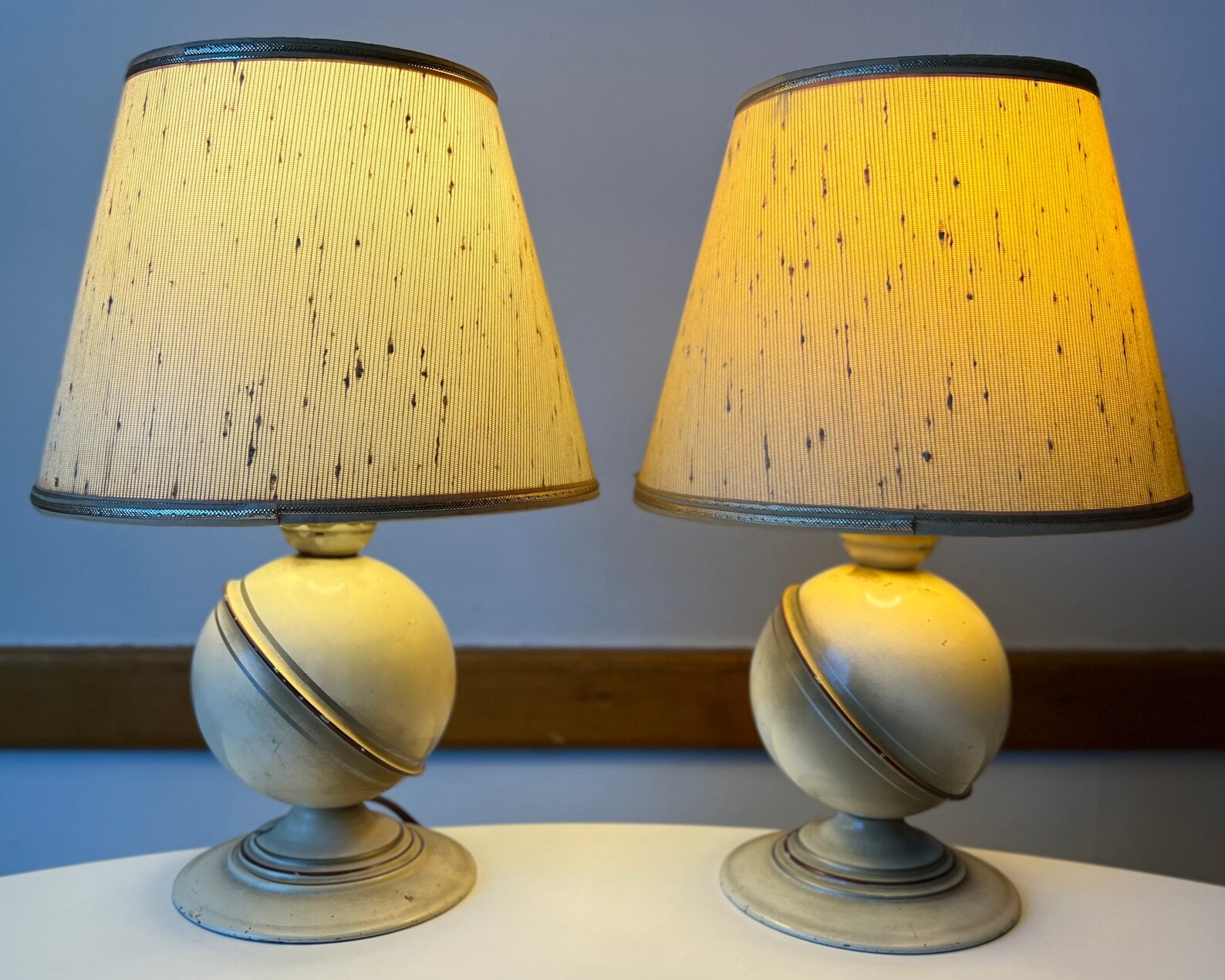 1930s Pair of Art Deco Saturn Lamps W/ Original Bulb Shades | Etsy