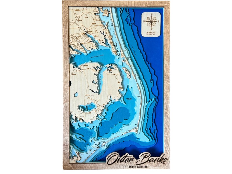 Map of Outer Banks, North Carolina OBX Wall Art Handmade - Etsy