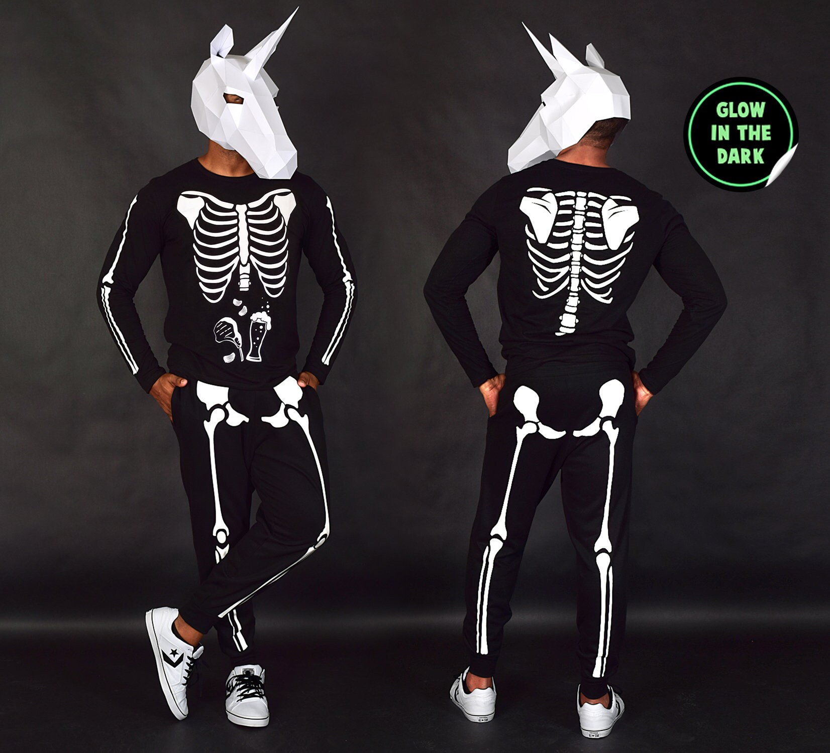 Best Mens Halloween Skeleton Costume With Beer Steak and Chips | Etsy