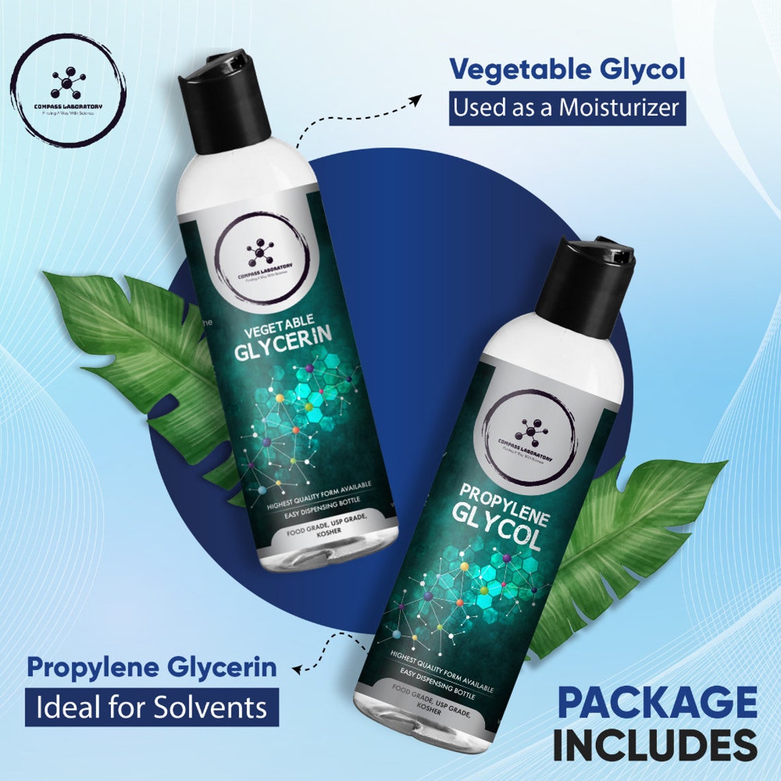 Propylene Glycol and Vegetable Glycerin | 500ml Each | 2 Pack Bundle | Compass Laboratory - Etsy