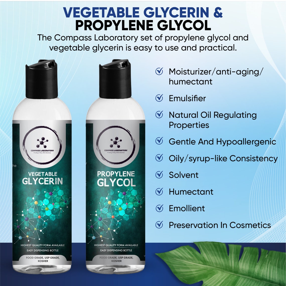 Propylene Glycol and Vegetable Glycerin | 500ml Each | 2 Pack Bundle | Compass Laboratory - Etsy