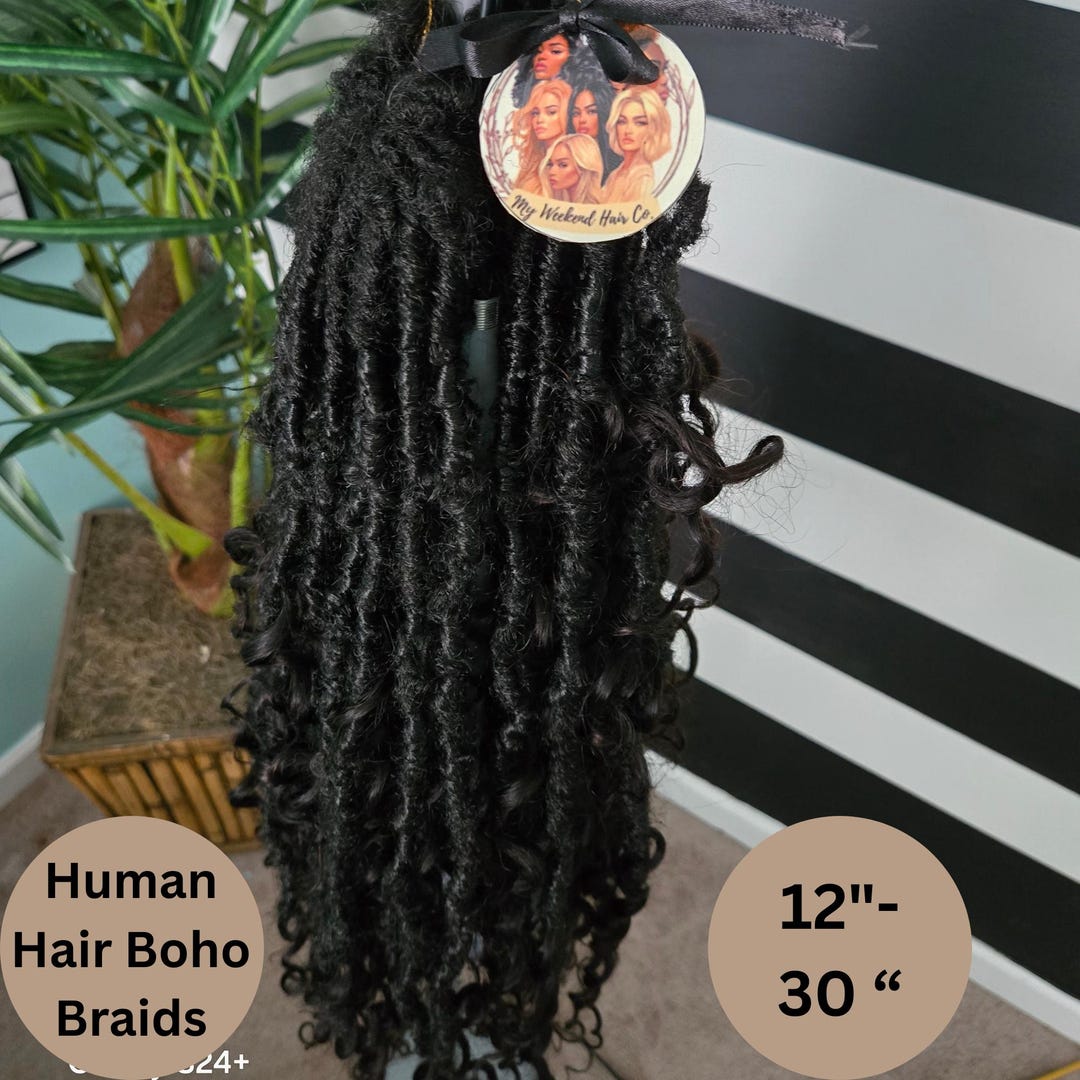 Handmade Boho Locs With Human Hair, Crochet Boho Faux Locs Braiding ...