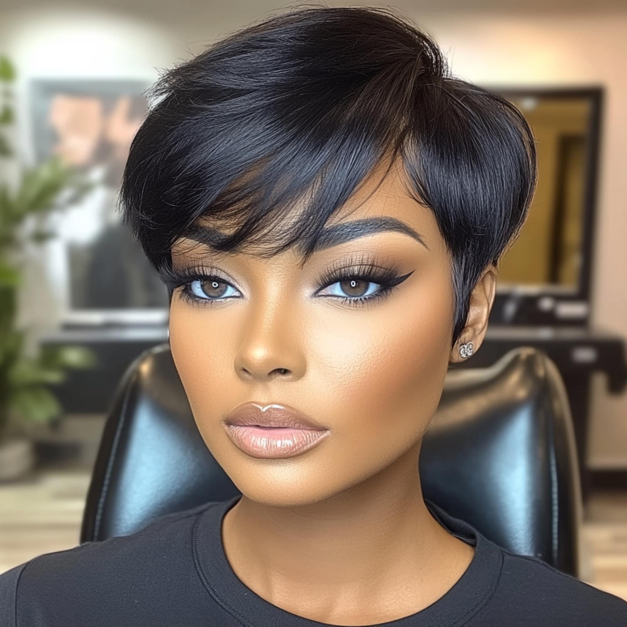 Natural Black Human Hair Pixie Cut Topper Clip in Hair Extensions - Etsy