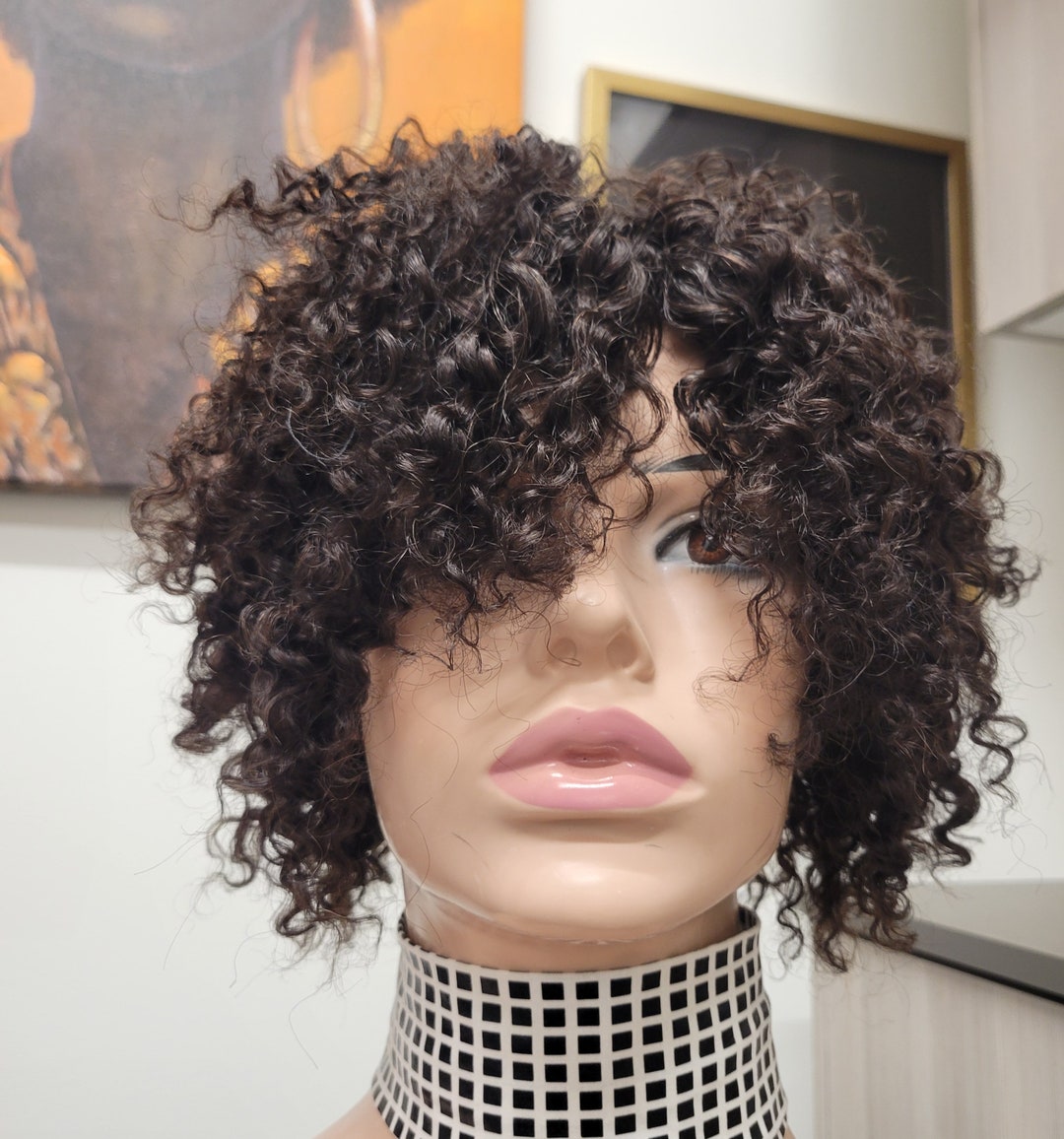 8 Inch 100% Human Hair Natural Curly Hair Topper off Black Alopecia ...