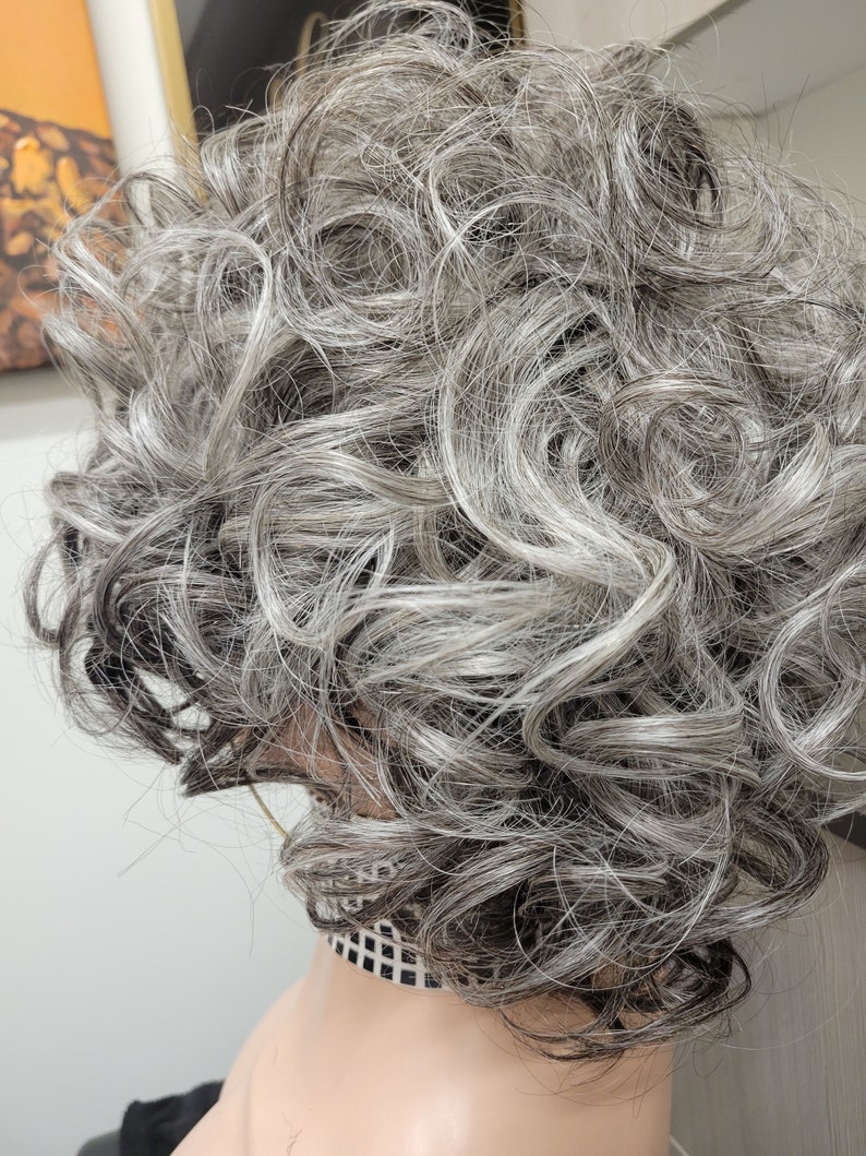Gray Curly Synthetic Full Cap Wig for Women - Etsy